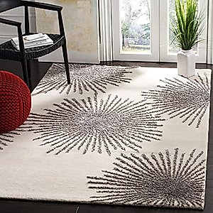 SAFAVIEH Soho Collection 7'6" x 9'6" Ivory / Silver SOH712J Handmade Starburst Premium Wool & Viscose Area Rug