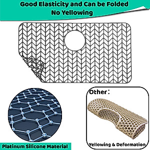 Sink Silicone Protector for Kitchen Sink 26''x14'' ，Back Drain Kitchen Sink Grid Fitting, Heat Resistant Non-Slip, Farmhouse Stainless Steel Porcelain Sink Bottom Sink Mat