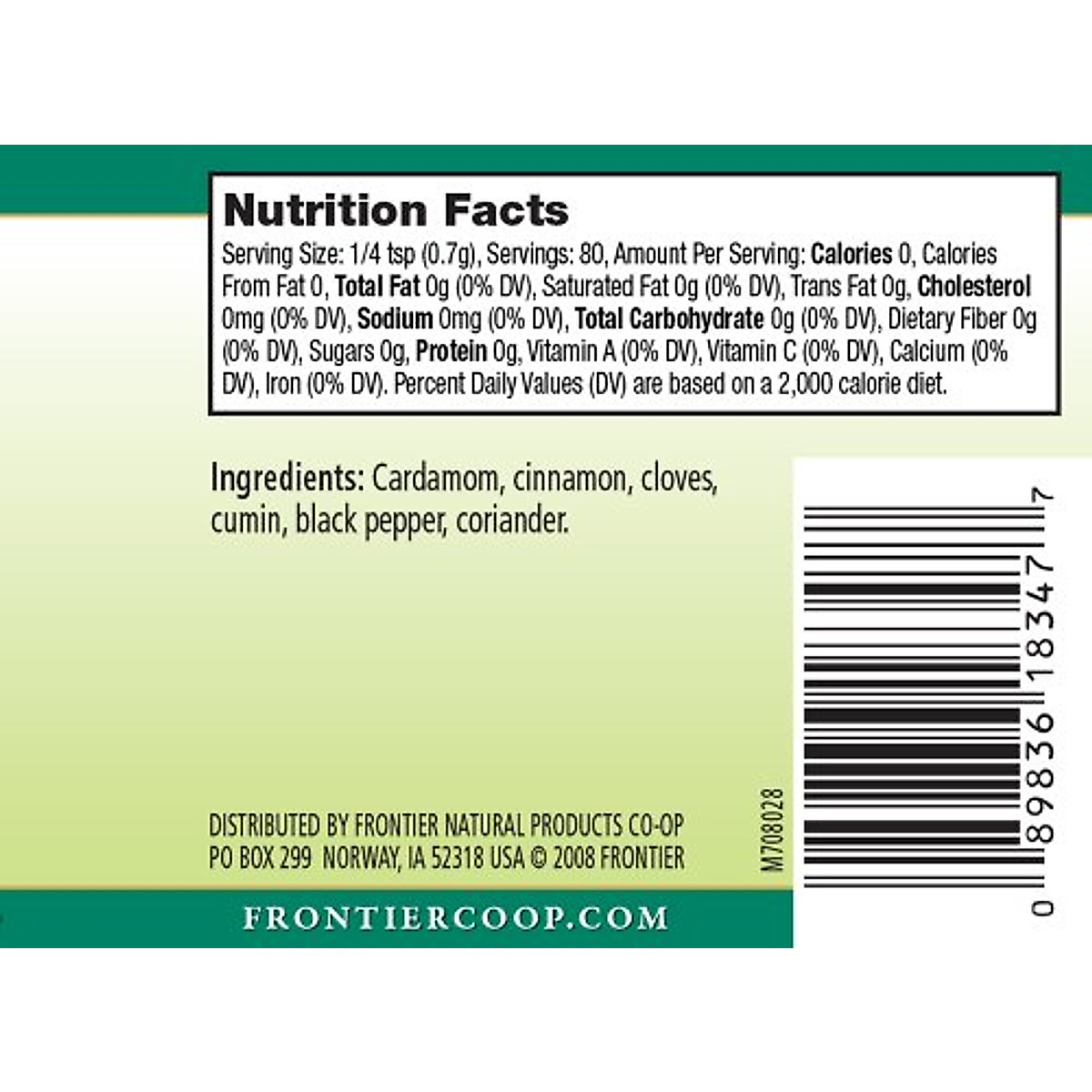 Frontier Co-op Garam Masala, 2-Ounce Jar, With Cardamom, Cinnamon & Cloves, Kosher, Non GMO, Non ETO