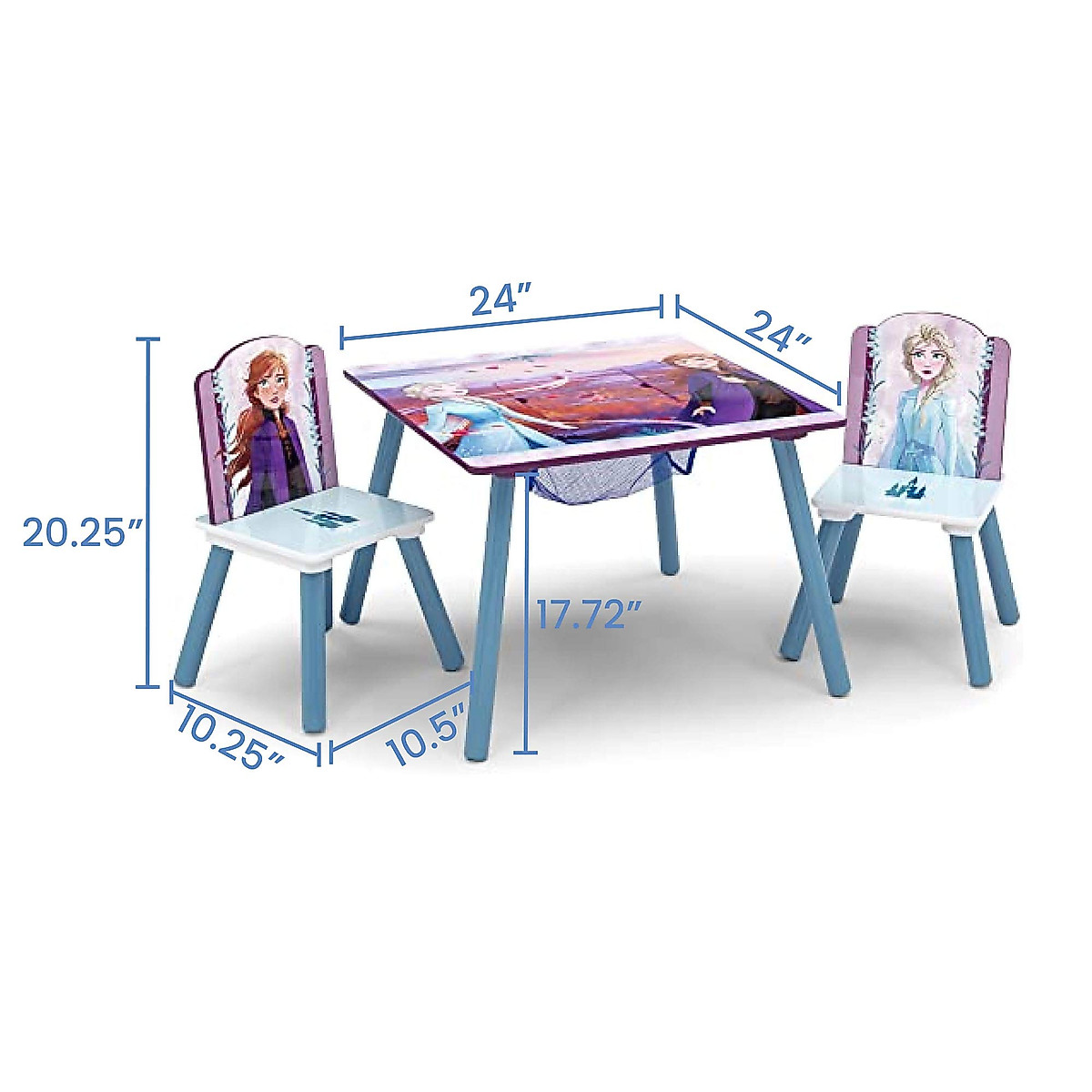 Delta Children Kids Table and Chair Set with Storage (2 Chairs Included) Plus Design & Store 6 Bin Toy Storage Organizer - Ideal for Arts & Crafts, Homeschooling, Homework & More, Disney Frozen II