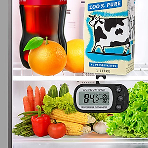 CAMWAY Refrigerator Fridge Thermometer Waterproof Digital Freezer Room Thermometer(-4°F to 122°F) Max/Min Record Function Large LCD Display Fridge and Freezer Thermometers(Black-4Pack)