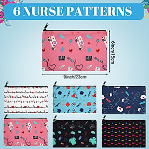 Reginary 6 Pcs Nurse Cosmetic Bag Bulk Christmas Nursing Gifts for Women Nurse Pouch Bags Makeup Bag Travel Organizer Zipper Pouch Xmas Birthday Gift for Nurse Nursing School(Bright Style)