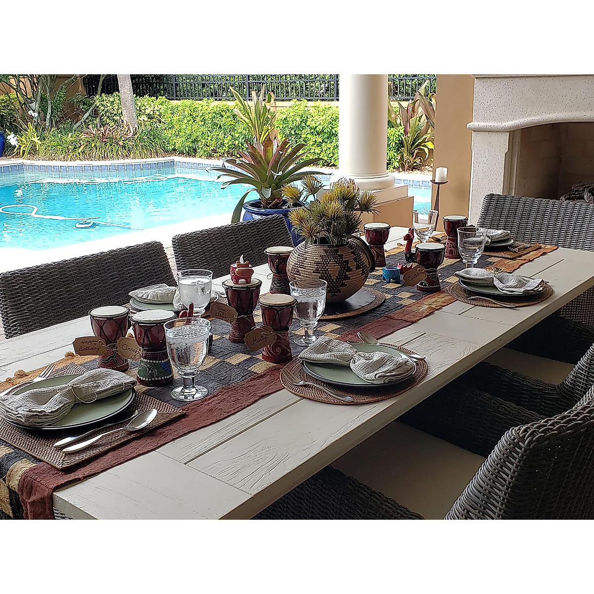 Djembe Drum Carved Bongo African inspired music also a unique gifting idea. Carver Abstract Elephant Giraffe Turtle. (6 Inch, Elephant)