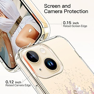 ICEDIO for iPhone 15 Case with Screen Protector-Clear with Fashionable Trendy Patterns-Designed for Girls and Women-Slim Fit Cover-Protective Phone Case 6.1" Cute Trees Floral Flower