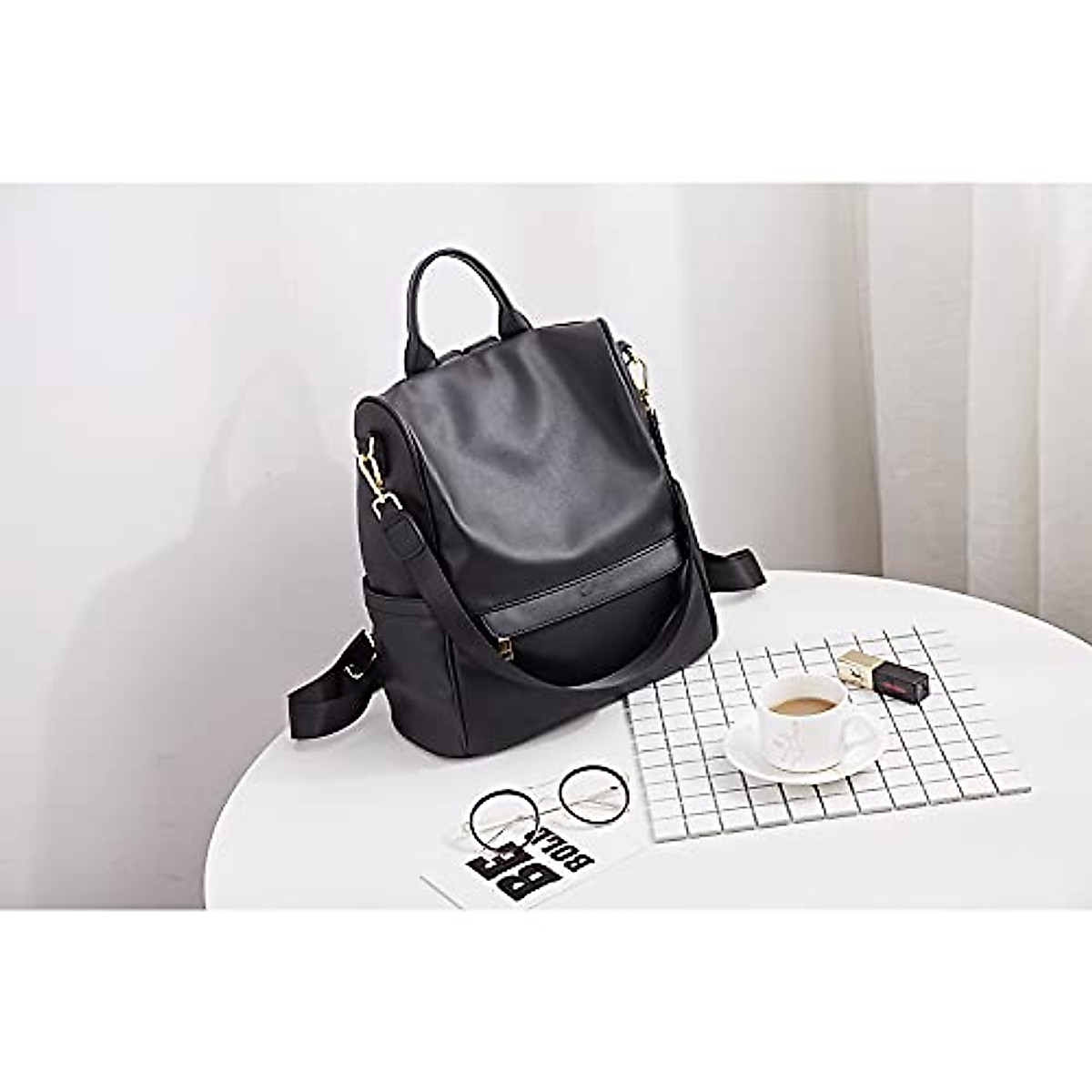 Womens Backpacks Purse Fashion PU Leather Anti-theft Large Travel Bag Ladies Shoulder School Bags black