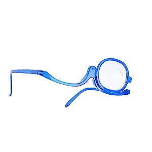 Brrnoo Eye Makeup Glasses, Make Up Makeup Glasses with Foldable, Magnify Eye Makeup Glasses Single Lens Rotating Glasses Women's Makeup Essential Tool(250 + blue)