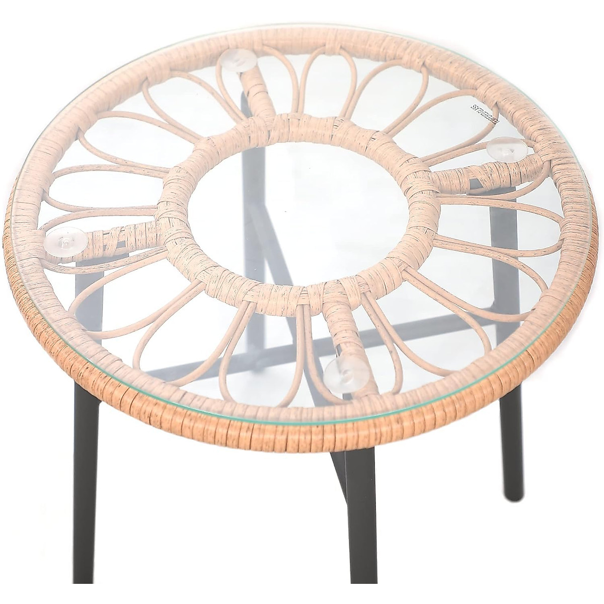 wOod-it 3 Pieces Outdoor Furniture Patio Bistro Set All-Weather Wicker Conversation Set with Tempered Coffee Table, Wicker Chairs, Cushions and 2 Back Pillows for Front Porch Balcony Backyard Deck