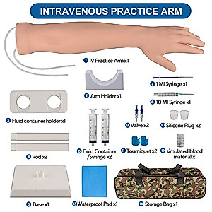 SimCoach Intravenous Practice Arm, Phlebotomy Practice Kit, IV Venipuncture Training Arm for Injection and Infusion, Medical EducationTraining Model