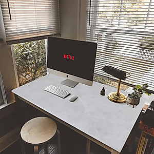 Kaboon Universal Tabletop 55"x27.5", Solid One-Piece Melamine Table Top, Double Desk L-Desk DIY, Home and Office Countertop, White Rock