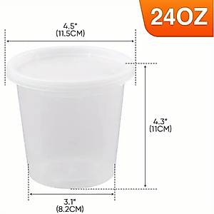 STARANDBEE [20Pack] 24oz, Food Storage Containers with Lids, Plastic Deli Containers, Meal Prep Containers, Microwave and Freezer Safe, Stackable, Leakproof, BPA Free, Clear