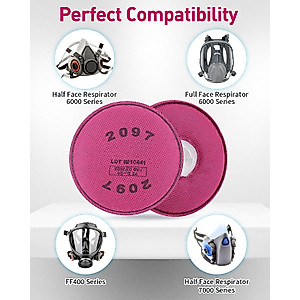 20PCS(10Pack) 2091 2097 Particulate Filters Cotton - Compatible with 6000 7000 FF-4 Series Half and Full Face Respirator Mask Used foe Dust Asbestos Woodworking Sanding