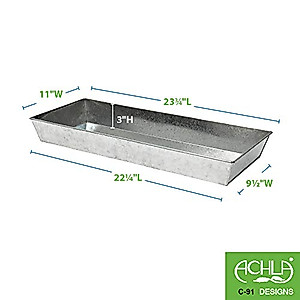 Achla Designs Antique Galvanized Steel Rectangular Plant Tray- 29 in