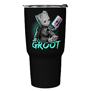 Marvel Neon Baby Groot 27 oz Stainless Steel Insulated Travel Mug, 27 Ounce, Multicolored