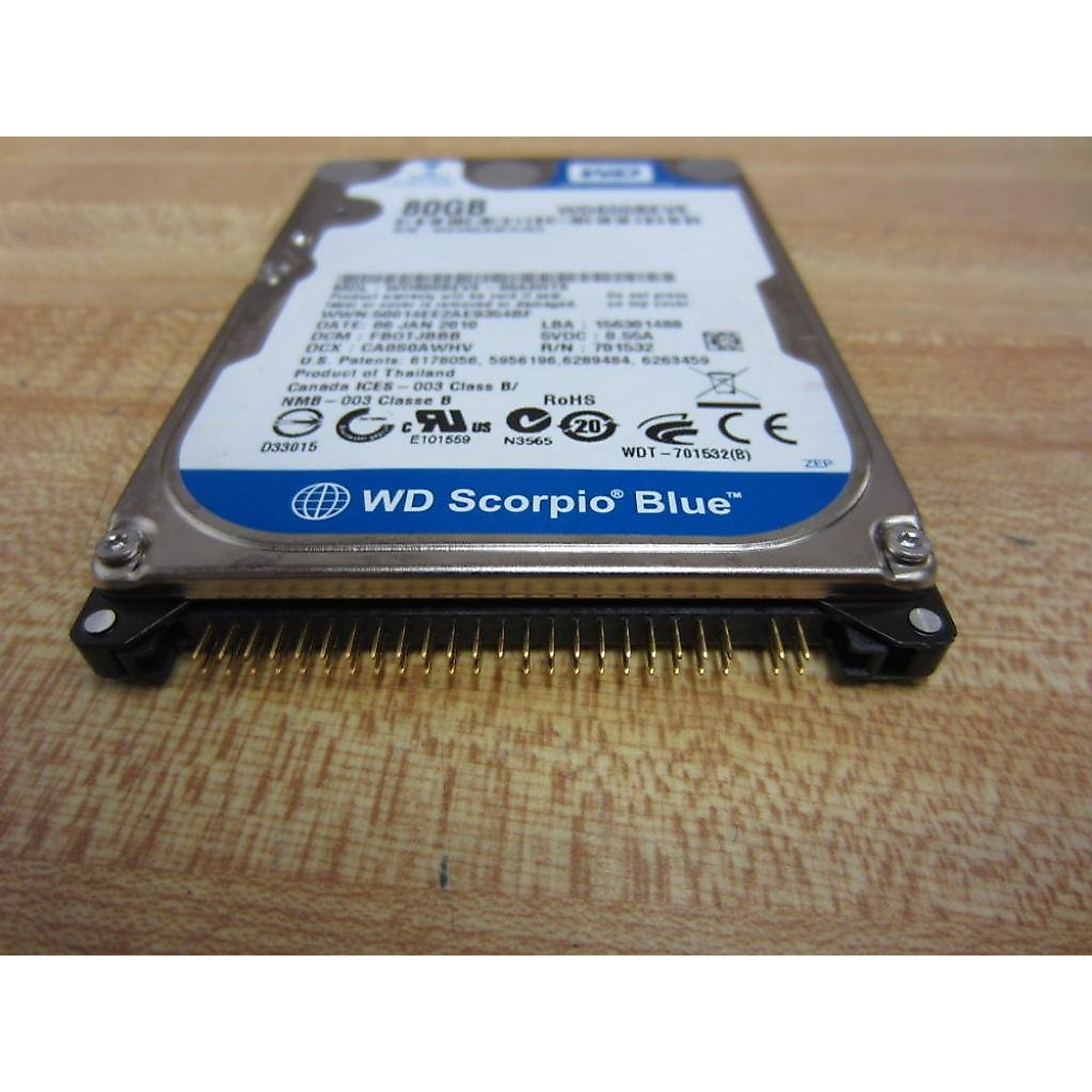 WD800BEVE-00A0HT0, DCM DBNTJHNB, Western Digital 80GB IDE 2.5 Hard Drive
