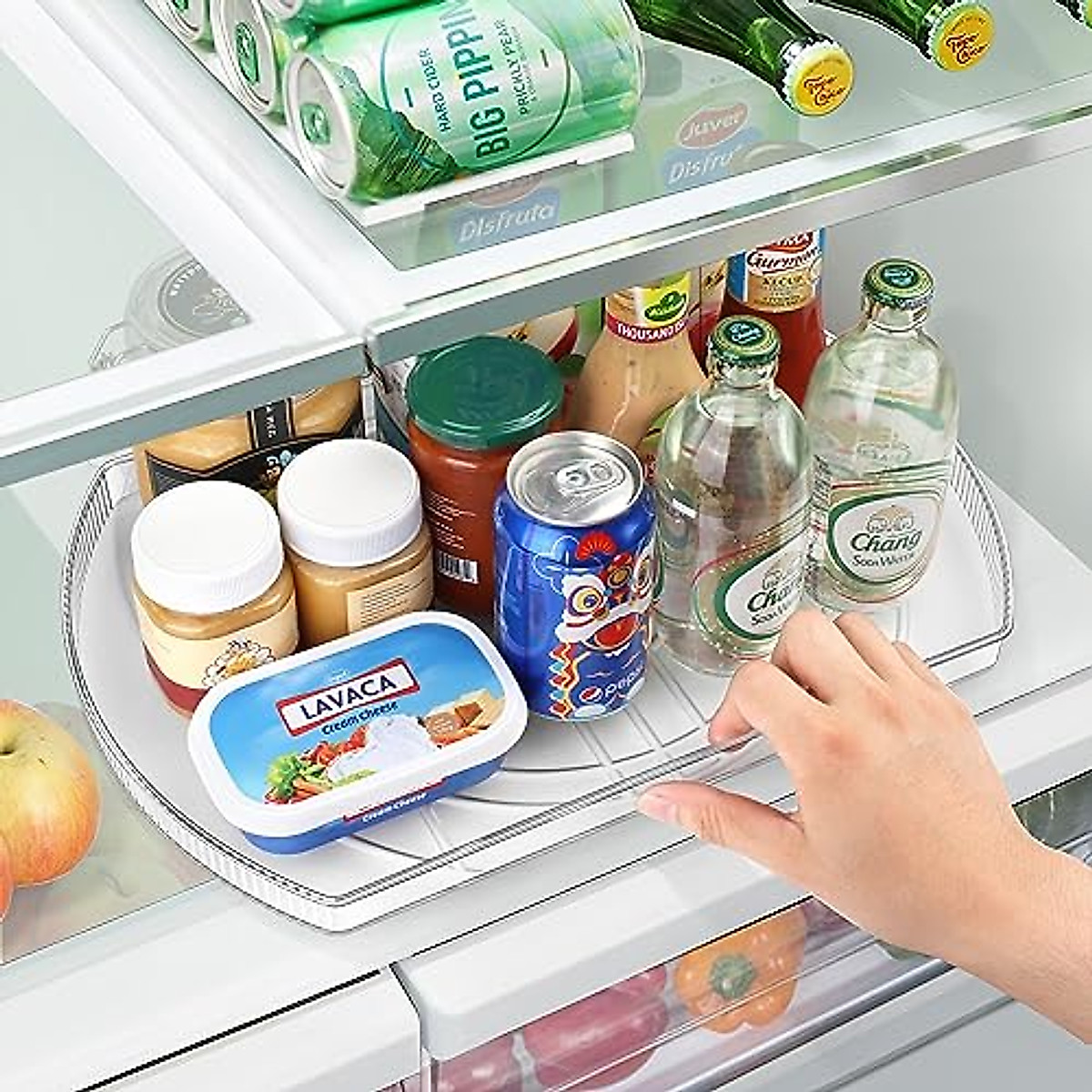 FIRJOY Lazy Susan Turntable for Refrigerator, Square Turntable Organizer for Fridge Cabinet, Pantry, Countertop | 16.5" x 11.1" (Rectangle 1 Pack - Clear)