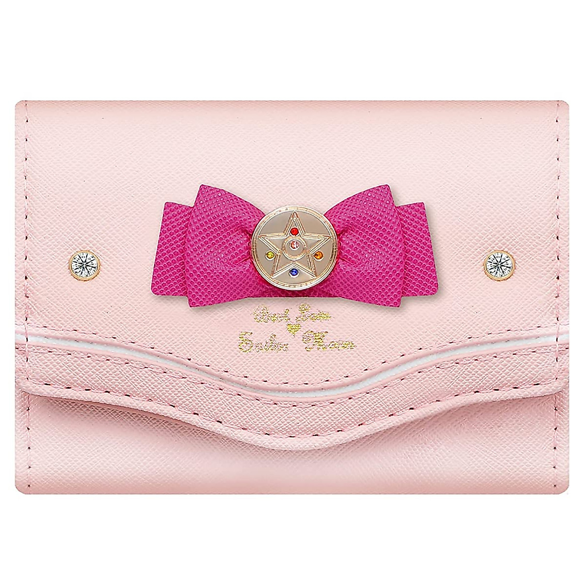 YaJaMa Sailor Moon Women Small Wallet PU Leather Bowknot Kawaii Tsukino Usagi Trifold Credit Card Holder Case for Girls (Pink)