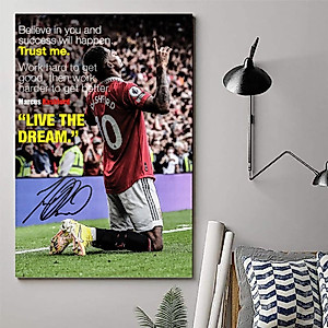 Sports Soccer Star Marcus Rashford Motivational Signed Poster Classic Inspirational Modern Home Living Room HD Picture Printing Decoration Gift. Unframe-style, 12x18inch(30x45cm)