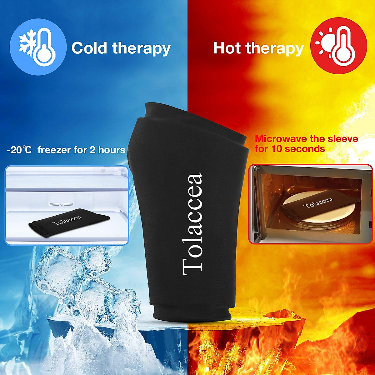 Tolaccea Wrist Ice Pack Wrap & Heating Pad Microwavable Hot & Cold Therapy Wrist Brace for Pain Relief of Carpal Tunnel, Rheumatoid Arthritis, Tendonitis, Sports Injuries, Swelling, Bruises & Sprains