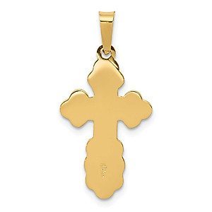 Solid 14k Yellow Gold Eastern Orthodox Cross Charm Pendant - 27mm x 13mm