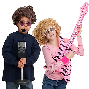 4E's Novelty Rockstar Costume Accessories Headset Prop - Fake Rock Star Singer Microphone and Headphones Halloween Costume Accessory for Kids & Adults Men Women Boys Girls,