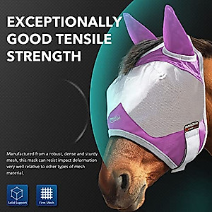Maskology Horse Fly Mask Standard with Ears UV Protection for Horse Purple M Cob