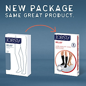 JOBST Relief Knee High Graduated Compression Socks, 20-30 mmHg - Comfortable Unisex Design - Open Toe, Black, X-Large