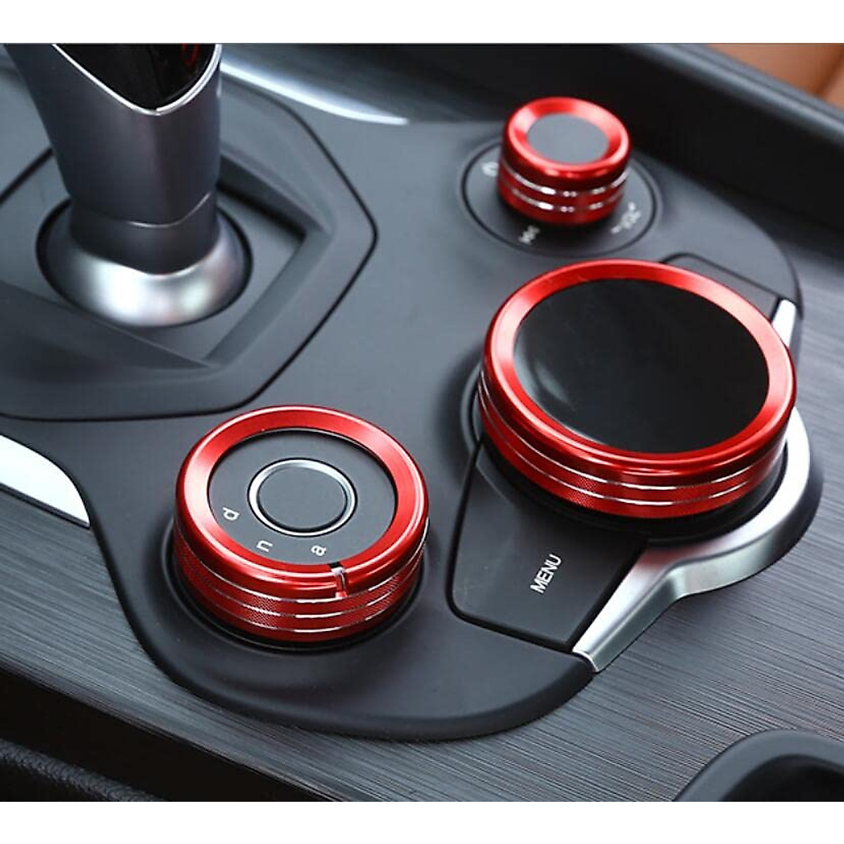YUWATON Compatible with 2017-2019 Alfa Romeo Giulia Stelvio Accessories Multimedia Knob Cover (red)
