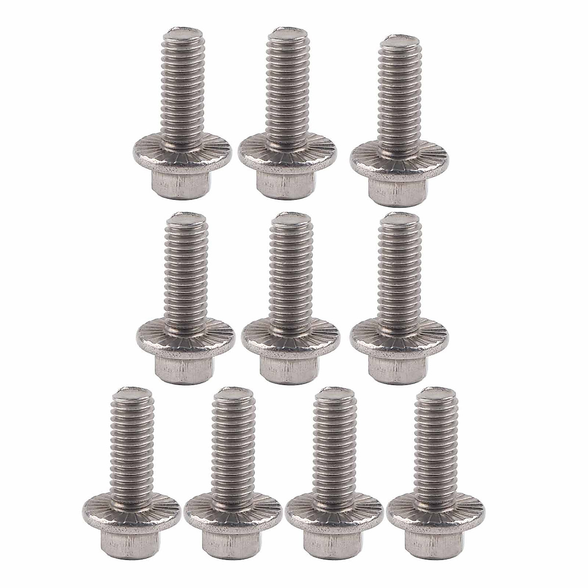 boulon m6 INOX a Bride + 10pcs Head M6 Stainless Steel SS304 Screw kit, Hex Flange Fixing Washer Bolts (M6 * 30) Replacement Accessory