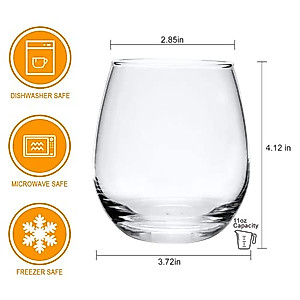 Stemless Wine Glasses Set of 12,16 OZ Stemless Wine Glass Cups,Clear Christmas Red Wine Glassware White Wine Glass Tumblers,Elegant Crystal Bourbon Glasses Water Cups for Wine,Whiskey