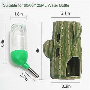 Zhilishu Hamster Water Bottle, 2-in-1 Adjustable Hamster Water Bottle for Glass Tank 80ML Gerbil Water Bottle with Stand, No Drip Ceramic Water Bottle Holder for Dwarf Hamster Mice Rat (Light Green)