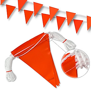 NACARUM Fluorescent Orange OSHA Perimeter Marking Flags (102FT string) Warn of hazardous areas, traffic control.Marking construction sites, scaffolding, sporting events, private property.