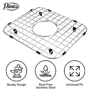 Sink Protectors for Kitchen Sink - 13 5/8 in x 11 5/8 Stainless Steel Sink Grid 2pcs Set - Kitchen Sink Protector Center Drain Hole - Rust-Resistant Metal Accessories