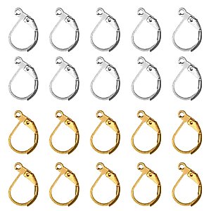 TOAOB 200pcs French Earring Hooks Leverback Ear Wire 10x15mm Silver and Gold Plated Metal Brass Hypoallergenic Earring Supplies Jewelry Making Findings