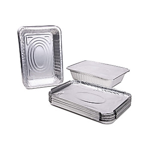 Diplastible Disposable Aluminum Pans with Lids | 10 pack 1-Dinner Portion Pan Oblong Cookware Pans Best Use for Baking, Meal Preparations, Cooking, Roasting, Grilling, Toasting | With Foil Lids