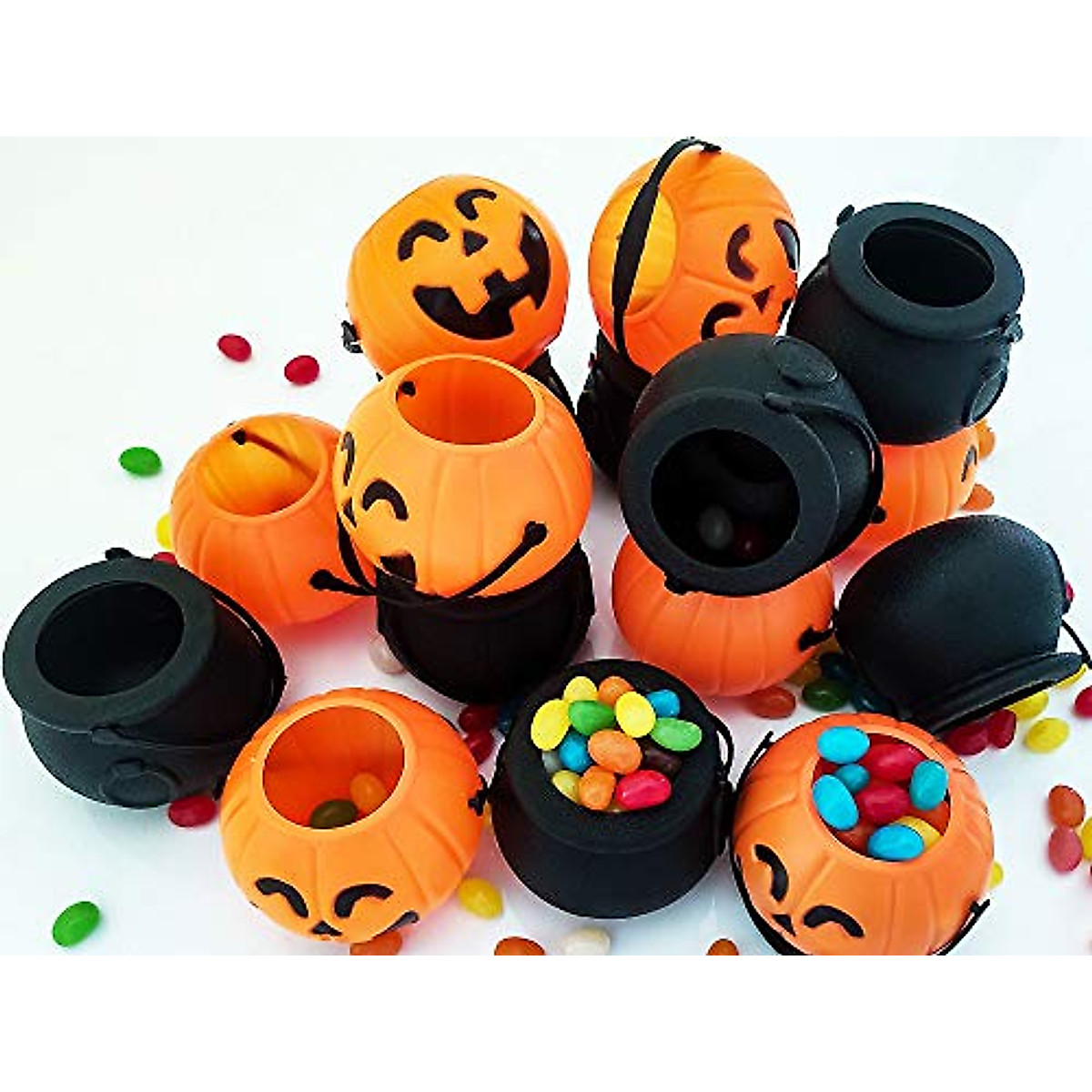 Funnlot Halloween Cauldron Hocus Pocus Cauldron 16PCS Mini Black Witch Cauldron Pots Pumpkin Candy Bucket Witches Cauldron Halloween Cauldron Plastic Cauldron Witch Cauldron