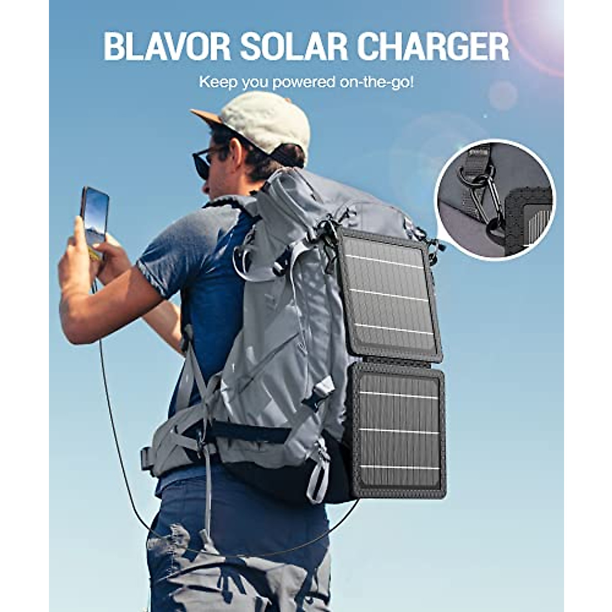 BLAVOR 10W Portable Solar Charger(5V/2A Max), Waterproof IP65 Foldable Solar Panel with Dual Smart USB Output Compatible with iPhone Xs/X/8/7, iPad, Samsung for Outdoor Hiking Camping Backpacking