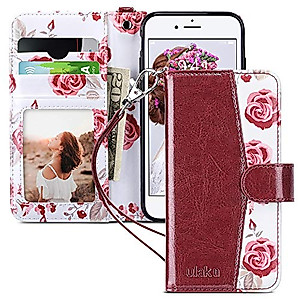 ULAK iPhone 8 Wallet, iPhone SE Wallet Case 2020, iPhone SE 3 Wallet 2022, iPhone 7 Flip Wallet Case, PU Leather Kickstand Card Holder Protective Cover for iPhone 7/8/iPhone SE 2 3 Gen 4.7'', Burgundy