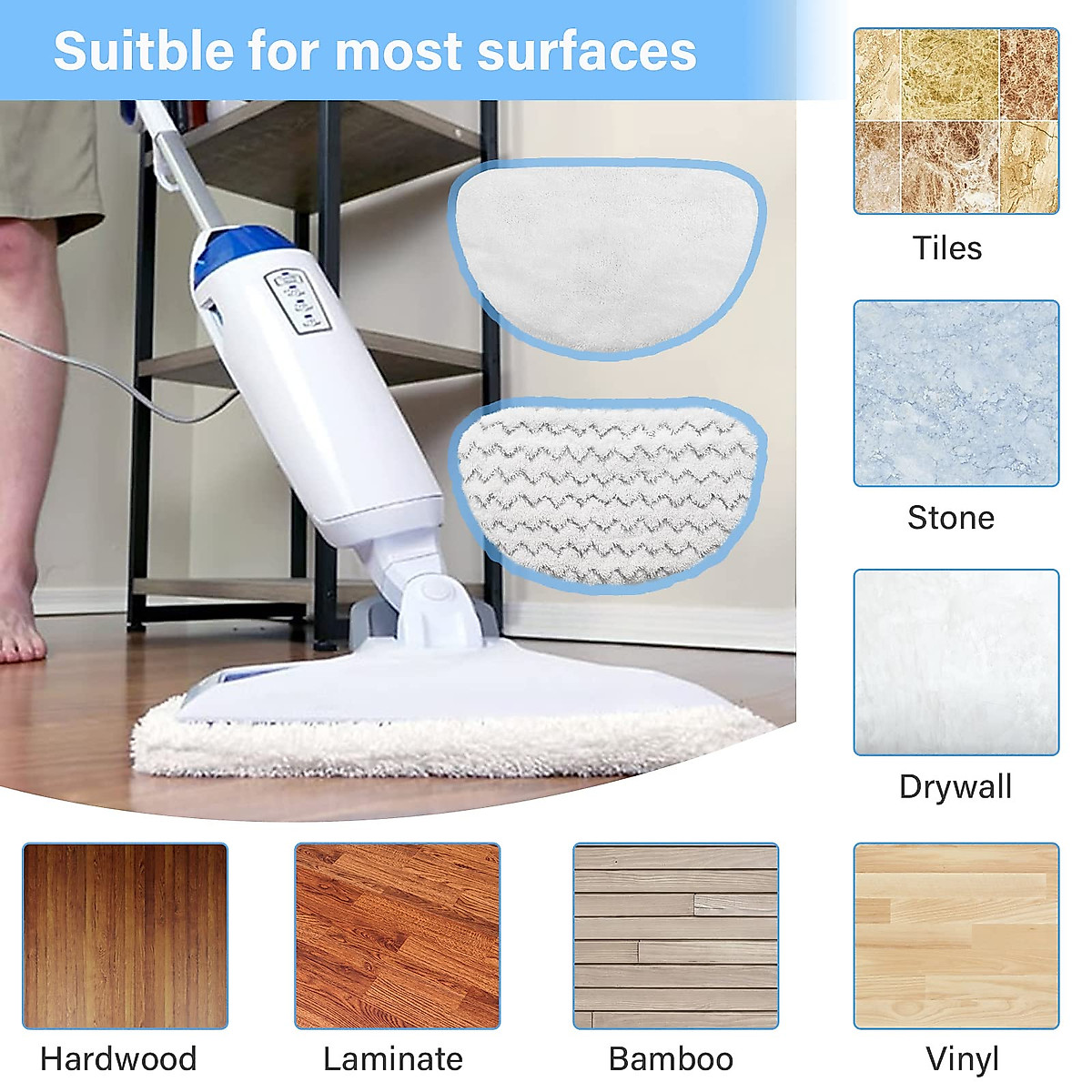 12 Pack 1940 Steam Mop Replacement Pads for Bissell Powerfresh Steam Mop 1940 1440 1806 1544 2075 2685A 2814 Series, Model 19402 19404 19408 19409 1940A 1940F 1940Q 1940T 1940W B0006 B0017 2075A 15441