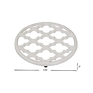 Home Basics Lattice Collection Cast Iron Trivet for Serving Hot Dish, Pot, Pans & Teapot on Kitchen Countertop or Dinning, Table-Heat Resistant (3, White)