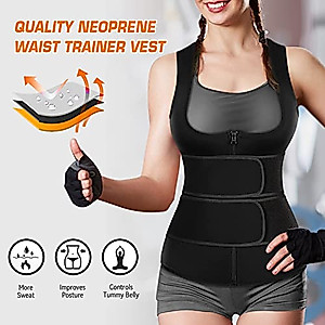 Cimkiz Sweat Vest Waist Trainer for Womens Workout Tank Zipper Vest Adjustable Belt Sauna Suit Compression