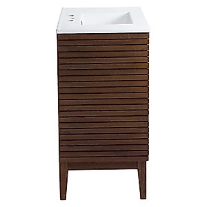 Modway Ledger Wood Bathroom Vanity Cabinet, 36 Inch, Walnut White