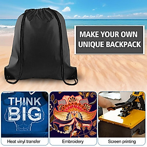 KUUQA 2 Pcs Drawstring Backpack Bags Sports Cinch Sack String Backpack Storage Bags for School Gym Traveling (Black)