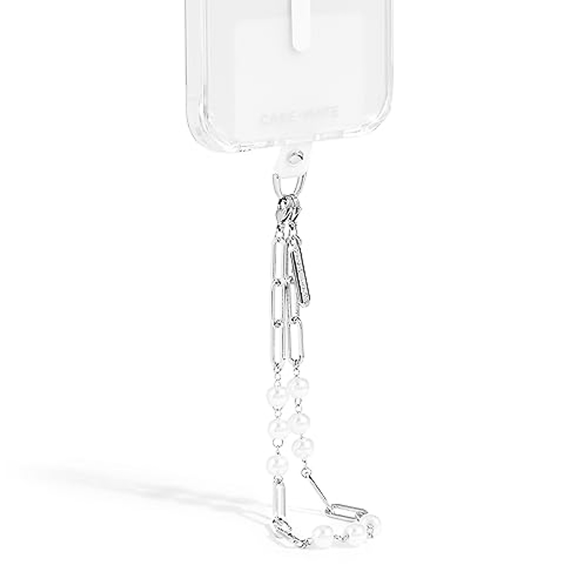 Case-Mate Phone Charm with Beaded Silver Pearls - Detachable Phone Lanyard, Hands-Free Wrist Strap, Adjustable Phone Strap Grip for Women - iPhone 15 Pro Max/ 14 Pro Max/ 13 Pro Max/ 12 - Silver Pearl