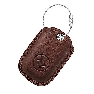 Fintie Genuine Leather Case for Tile Pro 2022 Key Finder Phone Finder, Anti-Scratch Skin Cover with Keychain - Brown