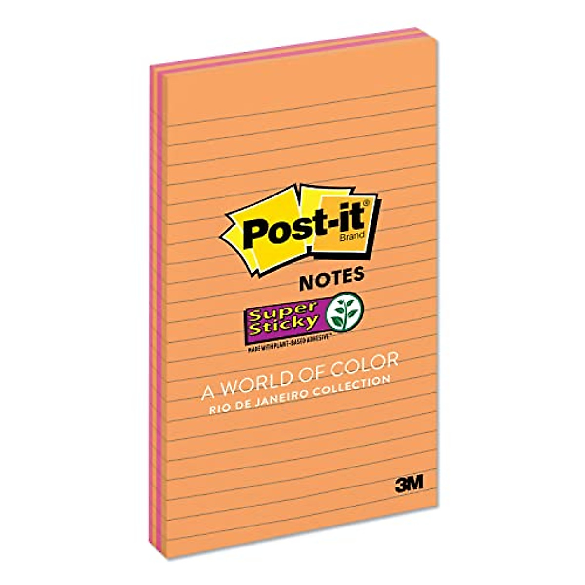 Post-it 5845SSUC Pads in Rio de Janeiro Colors, Lined, 5 x 8, 45-Sheet, 4/Pack