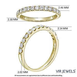 Vir Jewels 1/2 carat (ctw) Diamond Wedding Anniversary Band for Women, Half Eternity Round Diamond Engagement Ring 14K Yellow Gold Prong Pave Set 0.50 cttw, Size 6