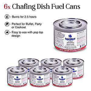 Chafing Dish Buffet Set - 54pc Disposable Half-Sized (9x13) Servers , Party Warmer, Catering Supplies - Includes Fuel Cans, Forks, Spoons & Tongs