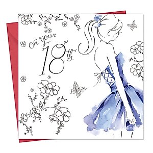 Twizler 18th Birthday Card for Her with Crystal Finish & Watercolour Effect - 18 Year Old - Age 18 Birthday Card - Female Birthday Card - Womens Birthday Card - Teenage Birthday Card