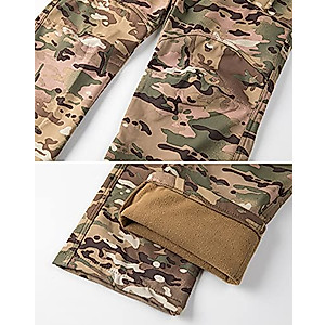 MANSDOUR Men's Snow Hiking Pants Winter Cargo Tactical Trousers Outdoor Softshell Water Repellent Fleece Lined Snowboard Skiing Pants Casual Windproof Military Pants