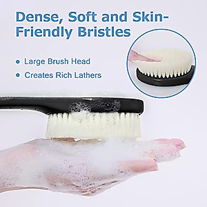 Exfoliating Shower Brush, Bath Body Brush, Never Mold Back Brush Long Handle for Shower, 17 Inches Dry Brushing Body Brush or Wet Brush with Moderate Bristles (Black)